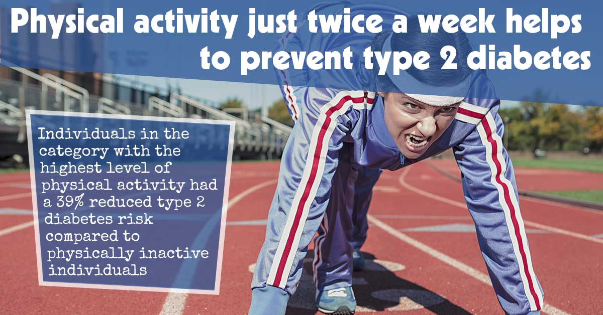 Physical Activity Just Twice a Week Helps to Prevent Type 2 Diabetes